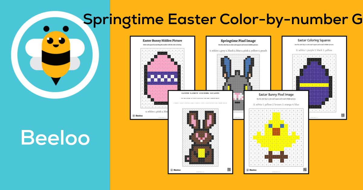 Springtime Easter-themed Color-by-number Grids • Beeloo Printable ...